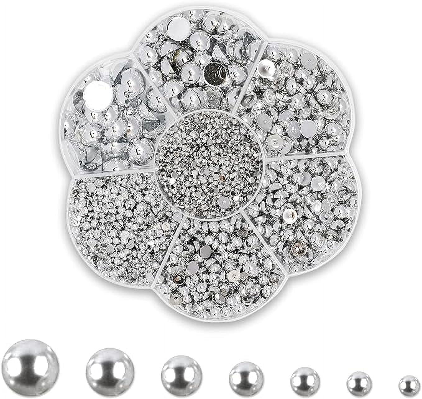 3100Pcs 2/3/4/5/6/8/10mm Flat Back Pearl Nail Pearls for Nail Art, Half ...
