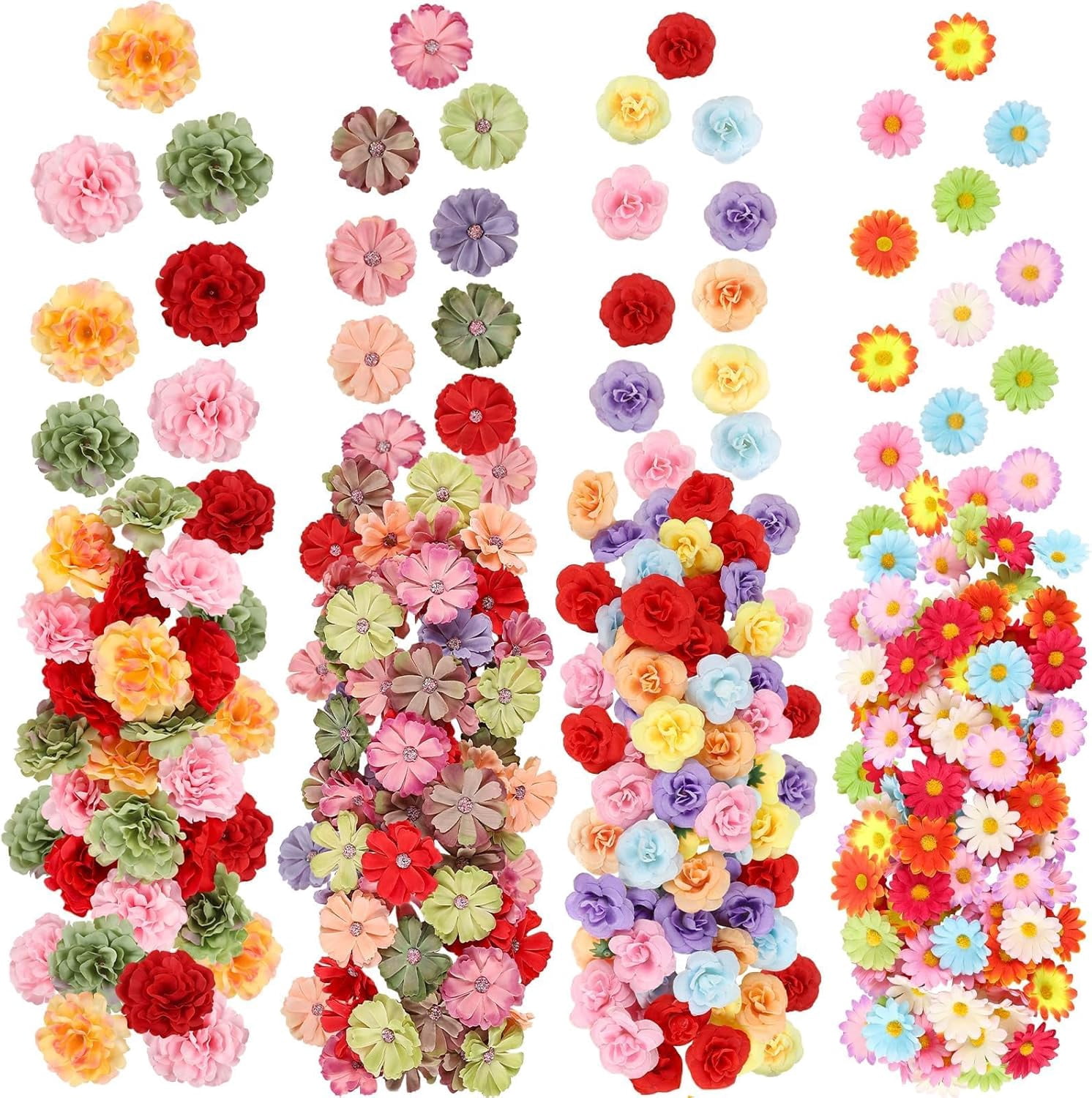 310Pcs Fake Flower Heads Mini Artificial Bulk Silk Flowers for ...