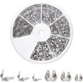 310pcs 6 Sizes Bead Tips Stainless Steel Calotte Ends Open Clamshell