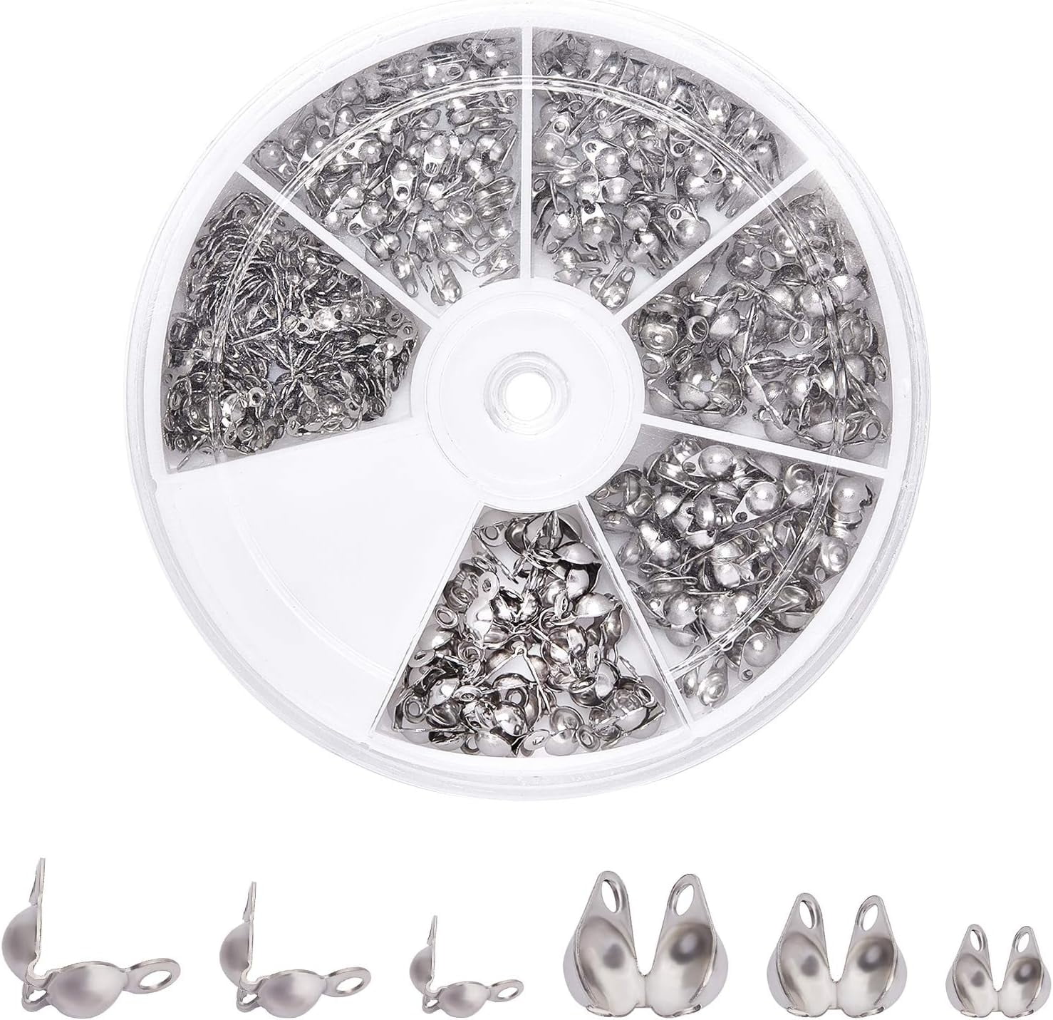 310pcs Bead Tips Stainless Steel Calotte Ends Open Clamshell Knot ...