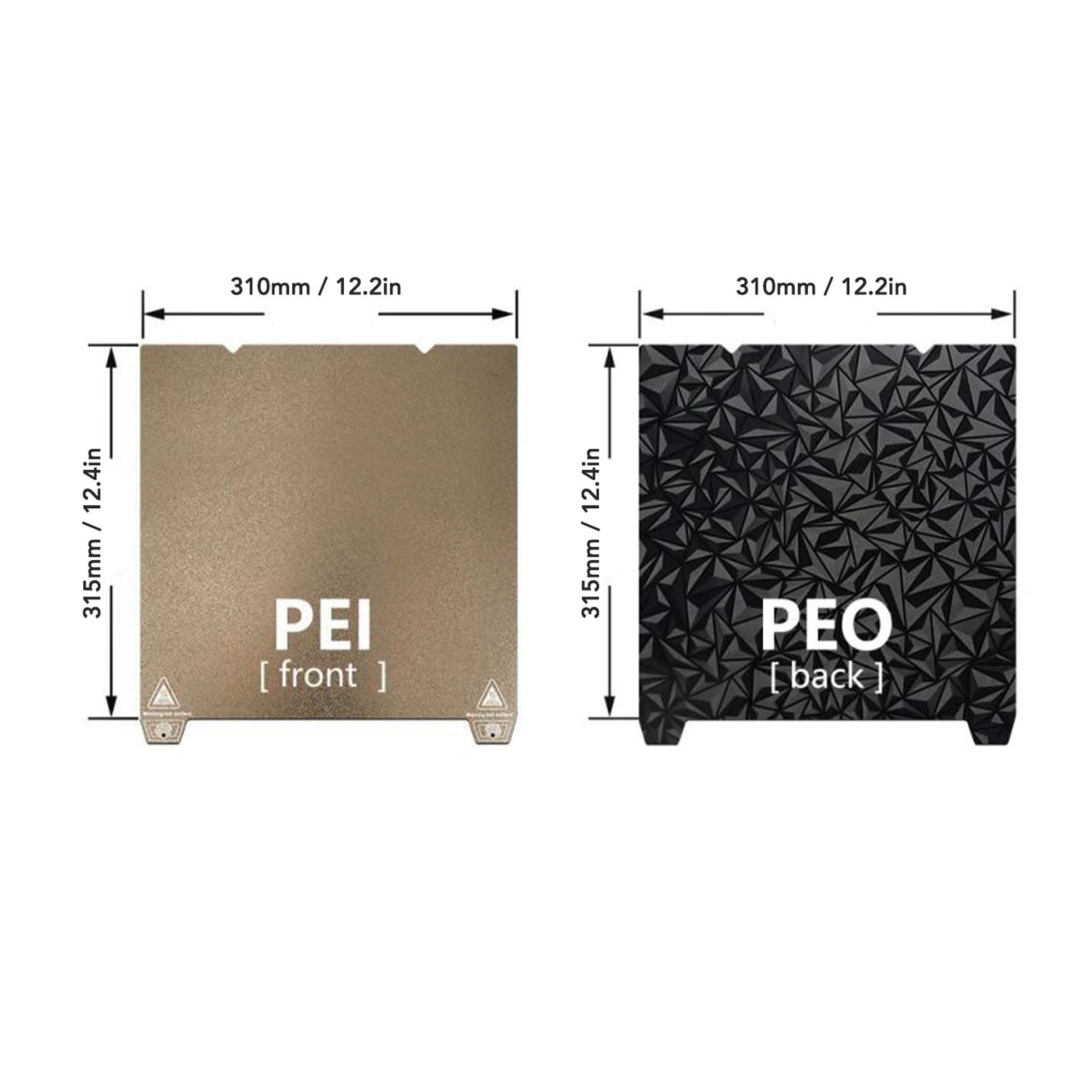 310x315mm Spring Steel Build Plate, Textured PEI/Smooth PEO, Compatible ...