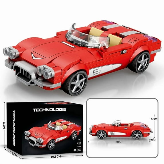 311PCS Red Roadster Car Building Block Creative City Vehicle Diy Car ...