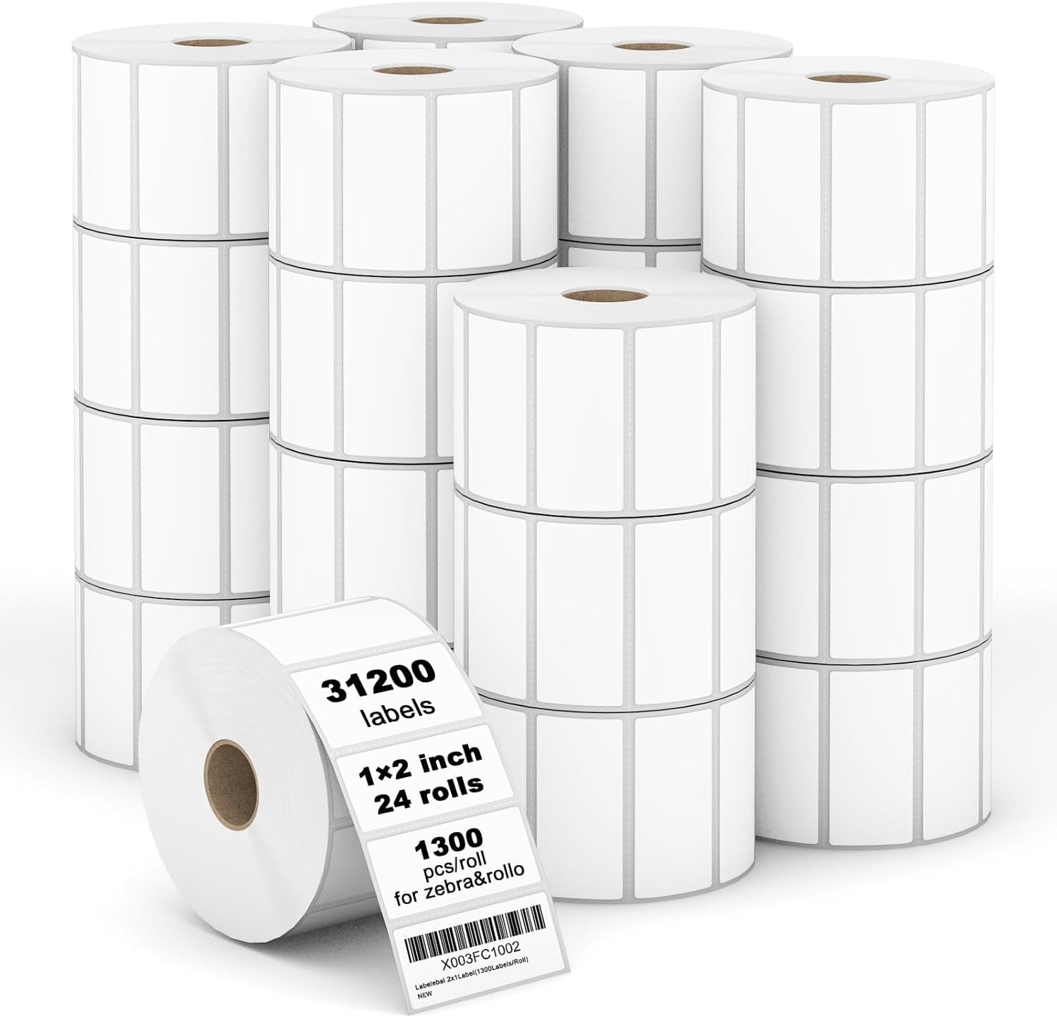 31200 Labels/24 Rolls) 2" x 1" Direct Thermal Label (3-Proof 1" Core ...