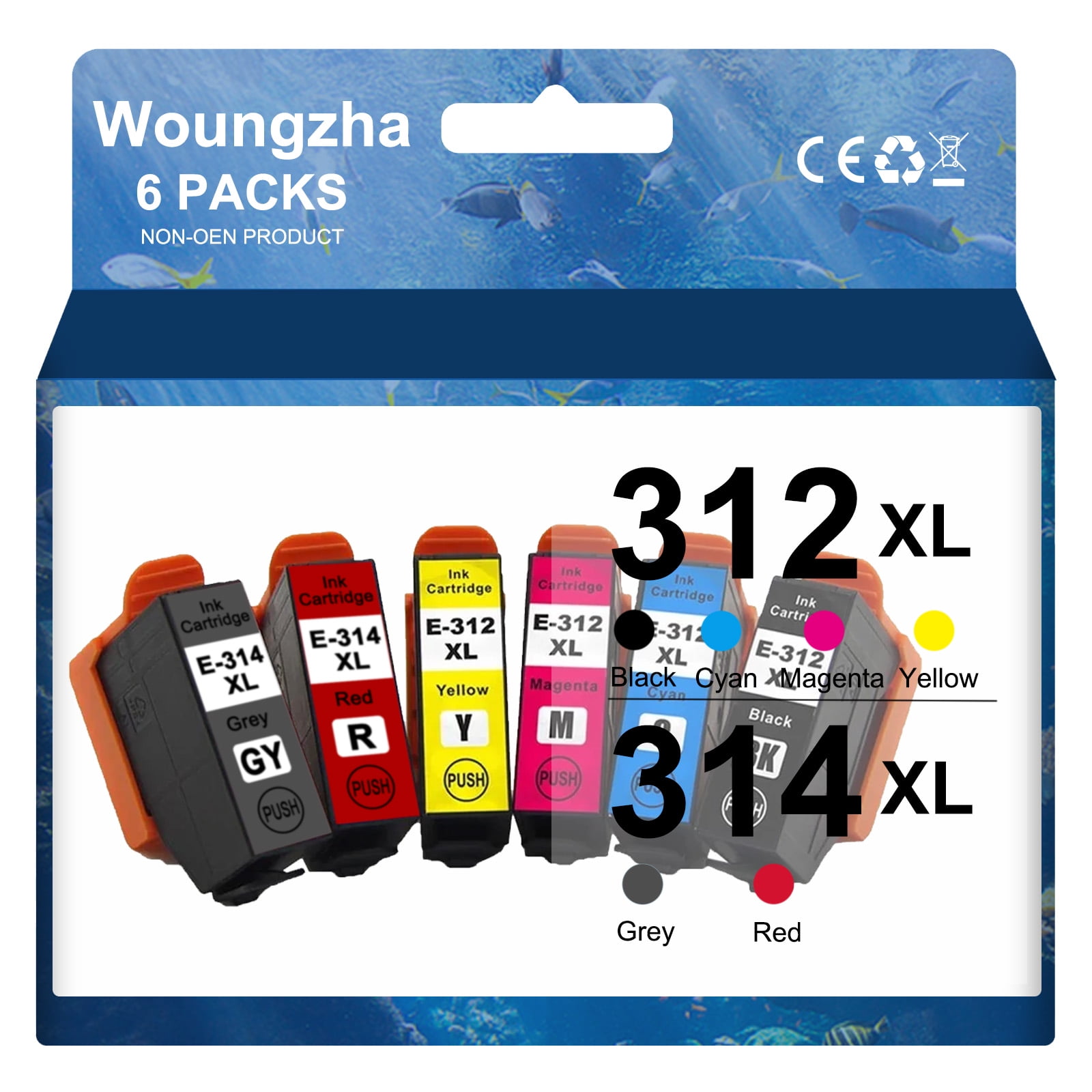 Woungzha 312XL 314XL Ink Cartridges Combo Pack, Compatible with Epson ...