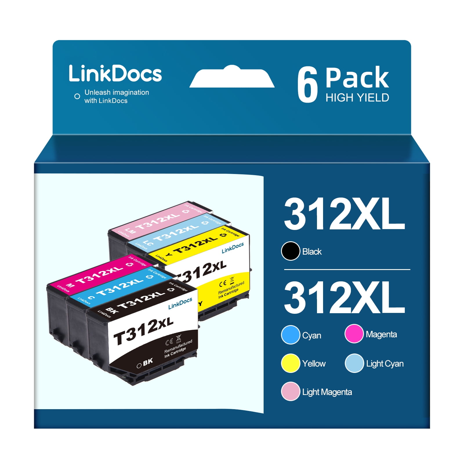 LinkDocs 312xl Ink Cartridges for Epson XP-8500/8600/8700 Printers (6 ...