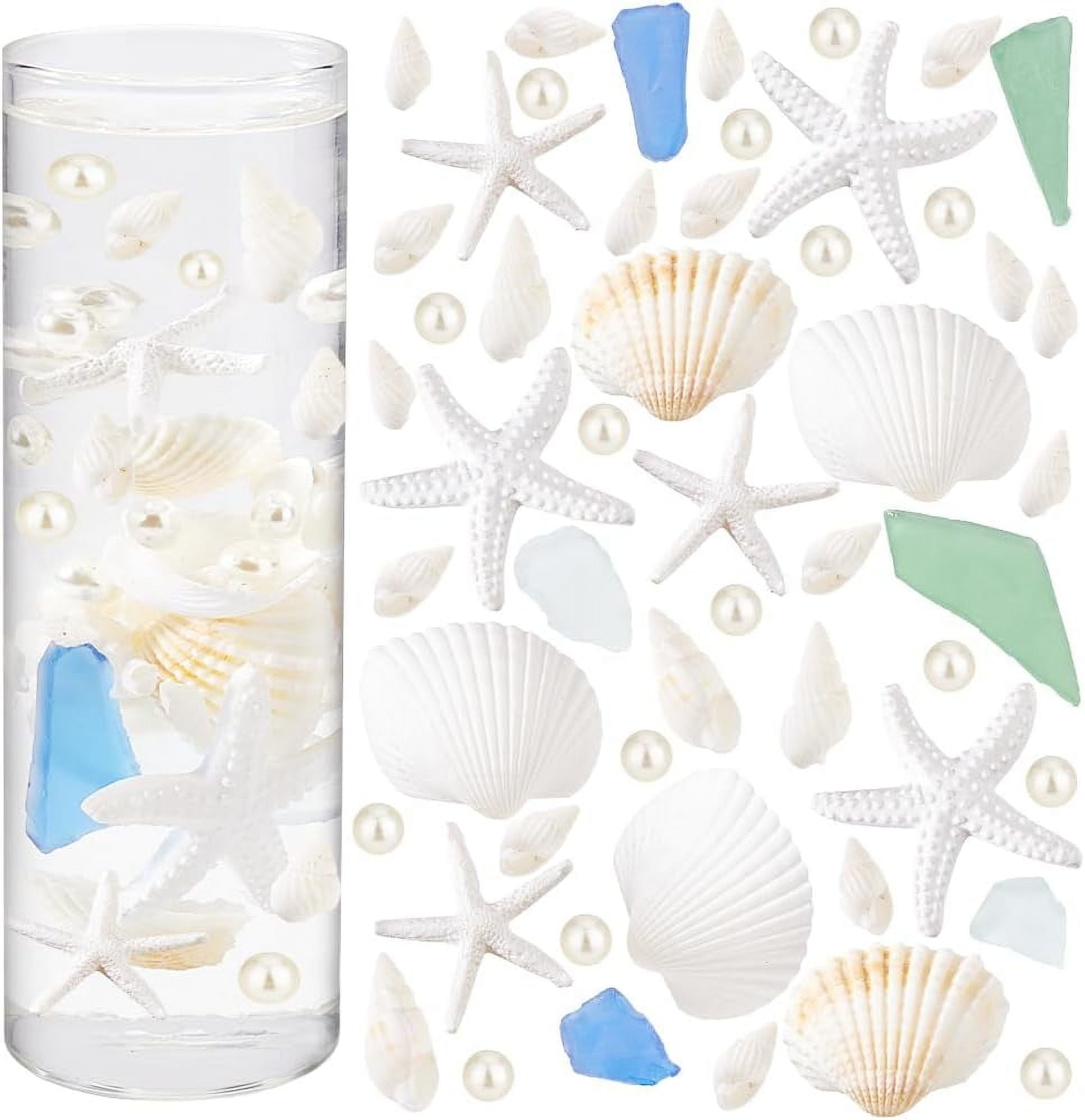 313pcs Mixed Seashell Vase Filler Floating Pearl Beads Natural Sea ...
