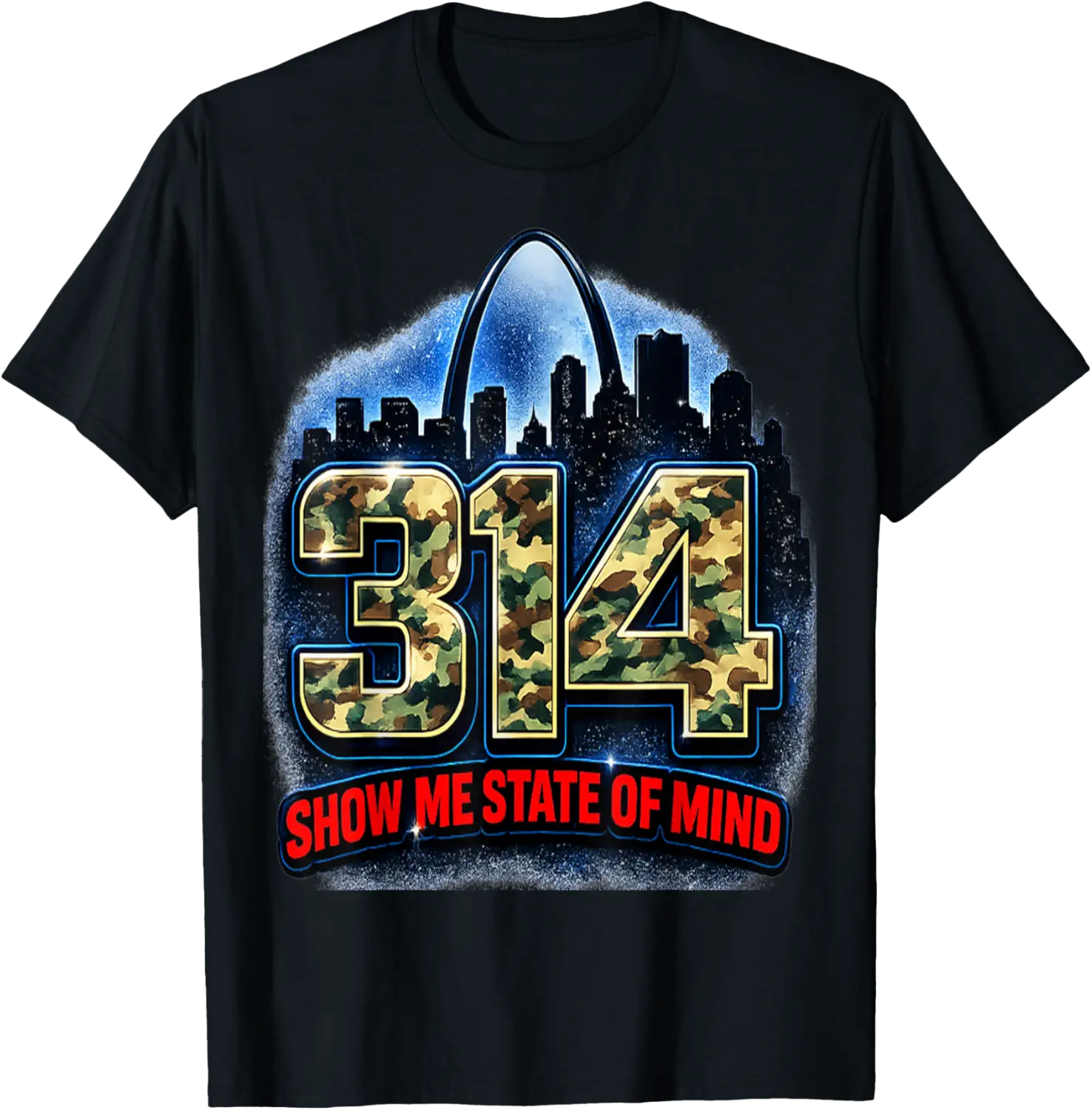 314 St. Louis Camo Skyline Show Me State Of Mind Apparel T-Shirt ...