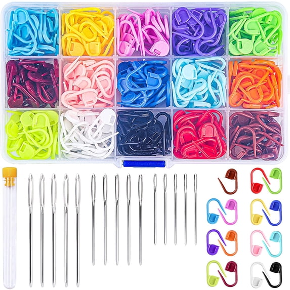 Menkey 315P Colorful Stitch Locking Clips, Knitting Markers, Large Eye ...
