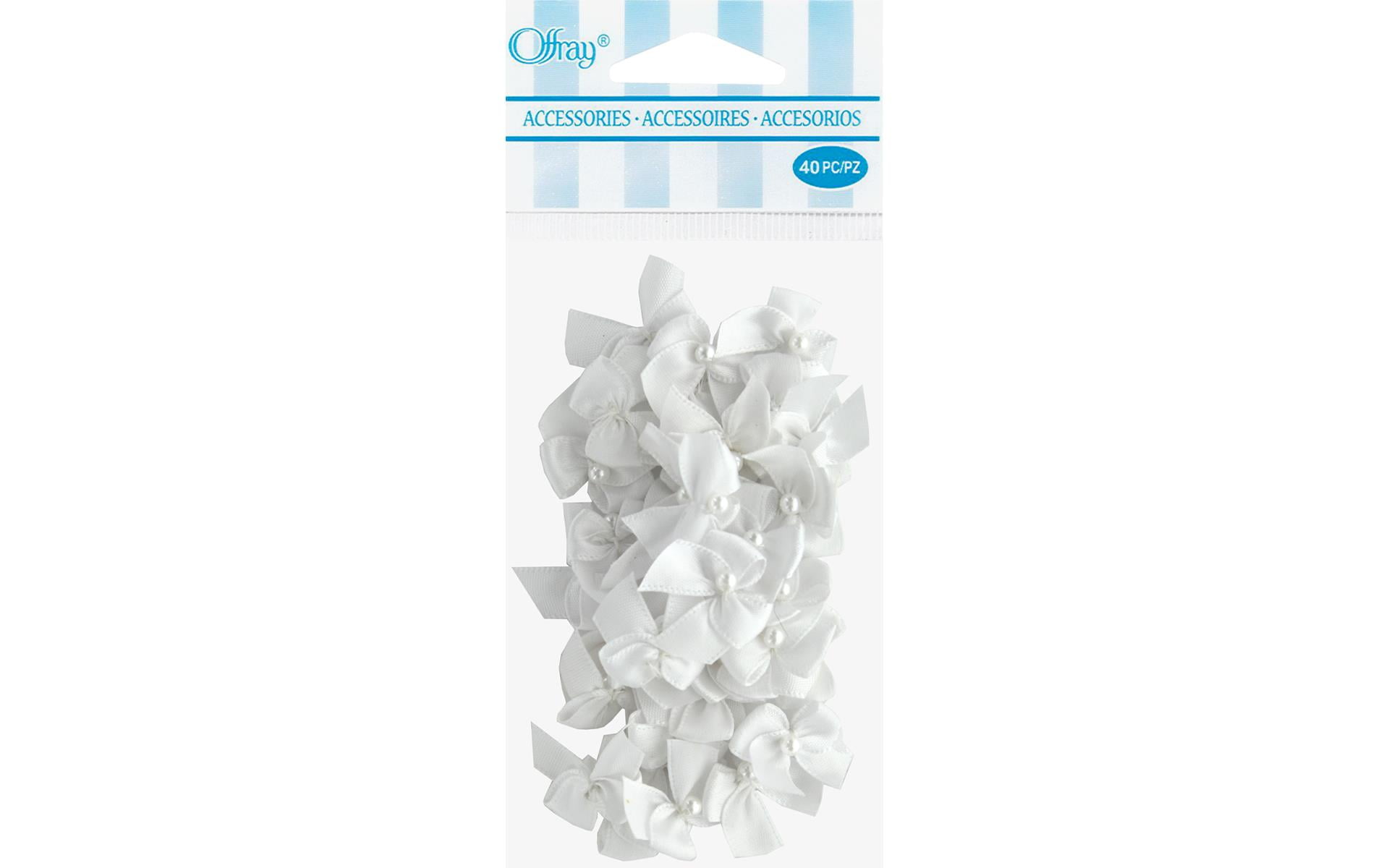 31528603 OFFRAY ACCENT RIBBON 2 LOOP BOW W PRL 40PC WHITE - Walmart.com