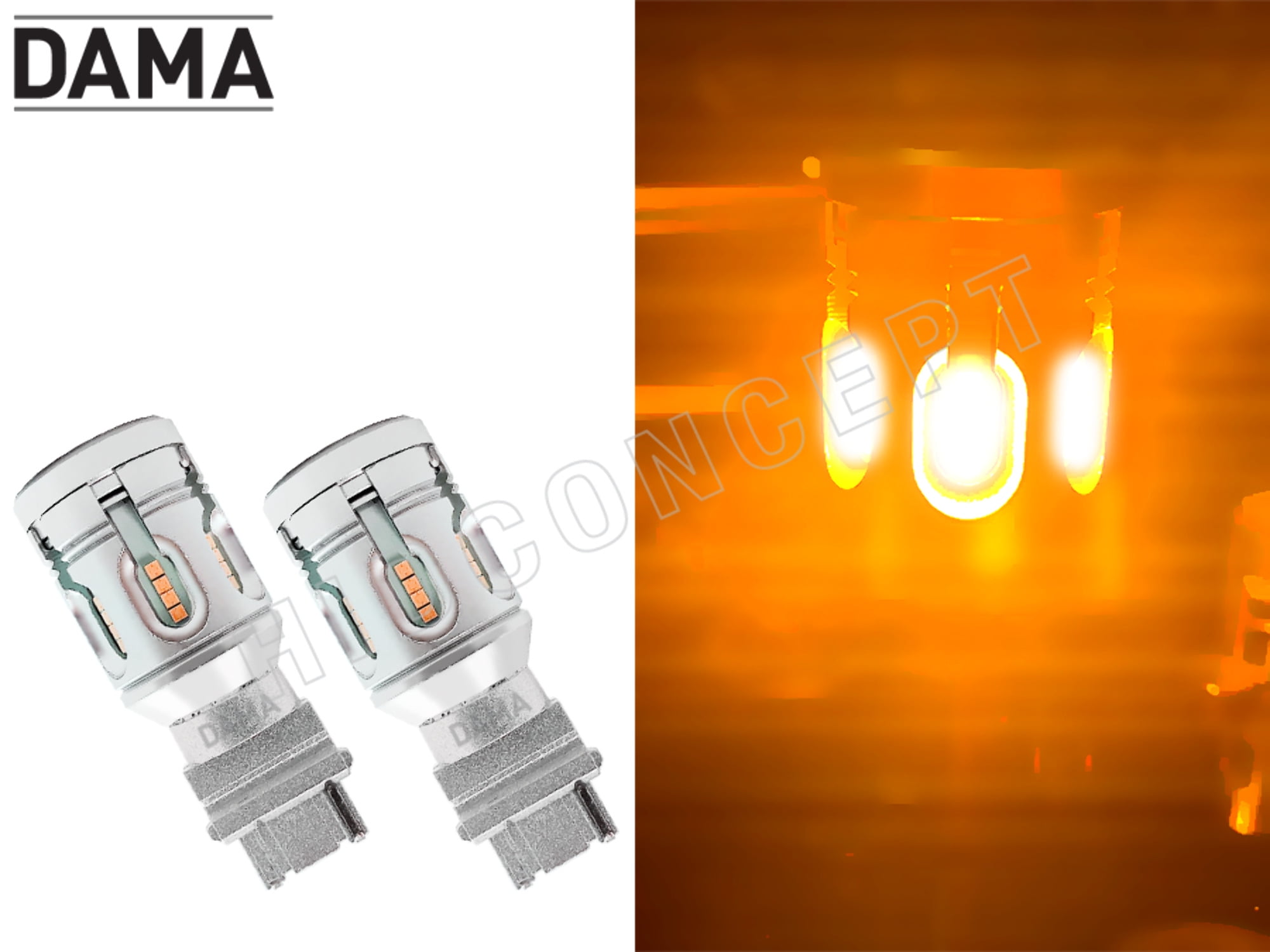 3156: Dama Mini White Amber LED Bulbs w/ CANbus 24CSP | Pack of 2 ...