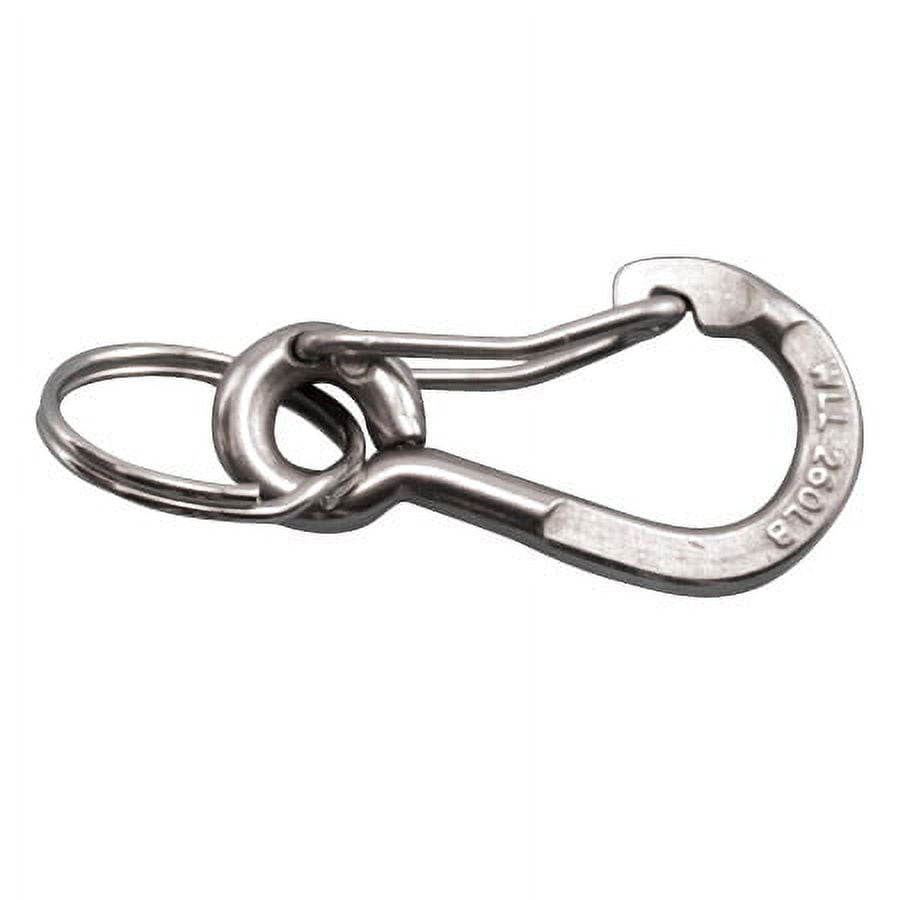 316 STAINLESS STEEL SPRING CLIP CARABINER WITH KEY RING 2-3/8" (S0185 ...