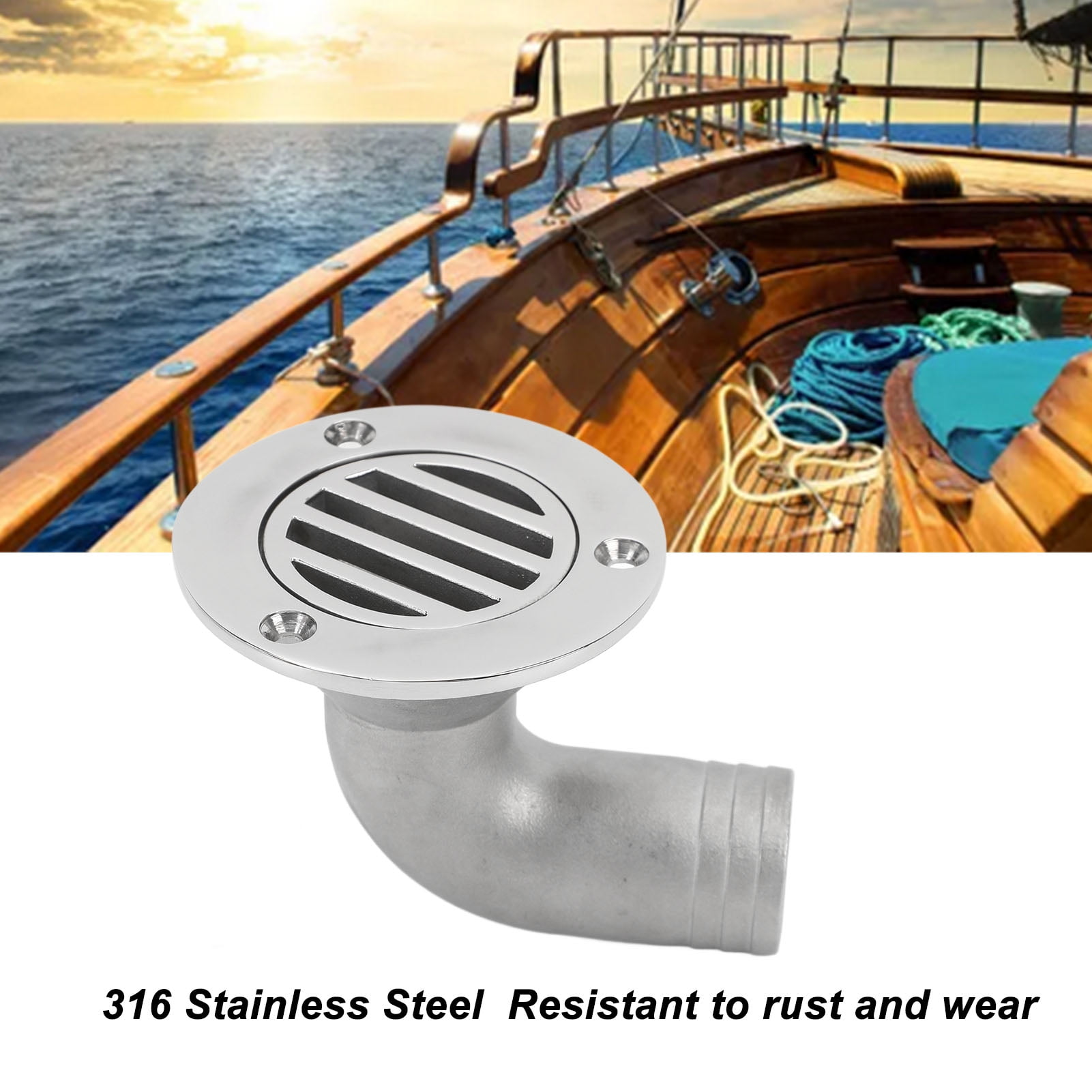 316 Stainless Boat Deck Drain, 90 Degree Elbow Design, Easy Cleaning ...