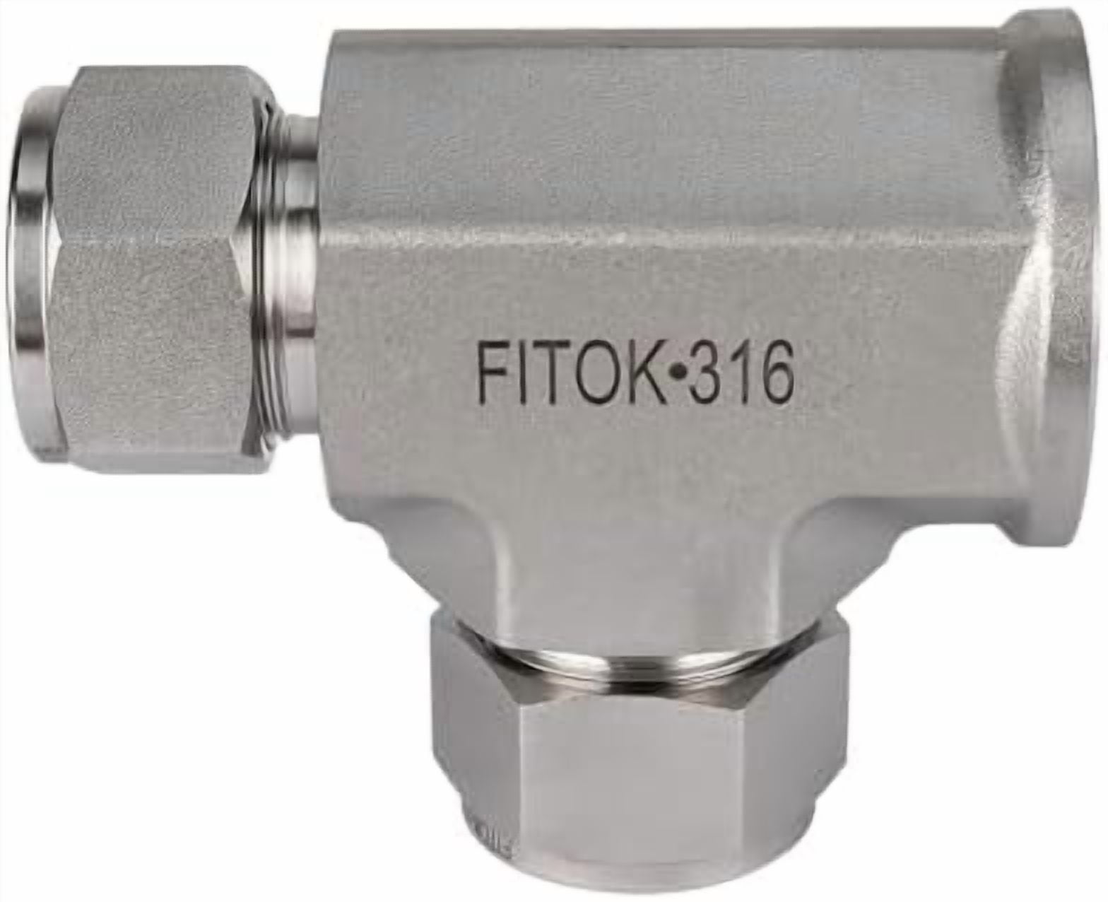 316 Stainless Steel Compression Fitting Female Run Tee 1/8" Tube OD x 1/8" Female NPT x 1/8 ...