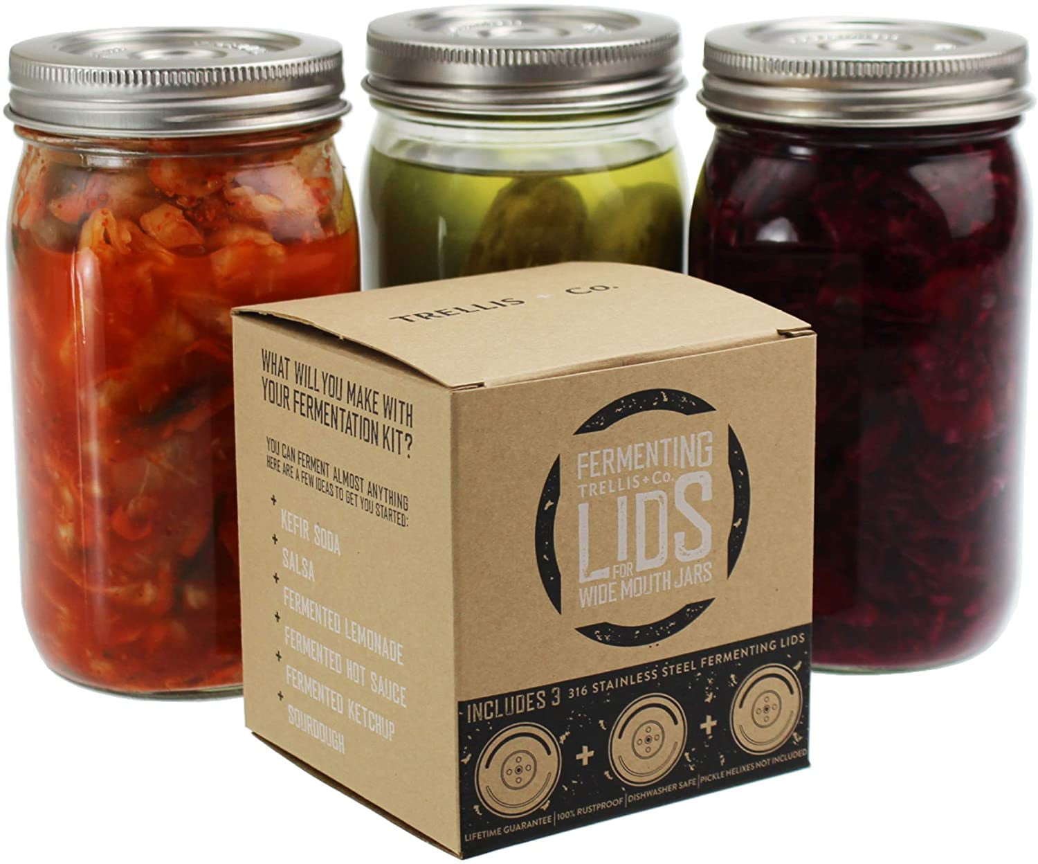 316 Stainless Steel Fermentation Lids | 3 Silicone Waterless Fermenter ...