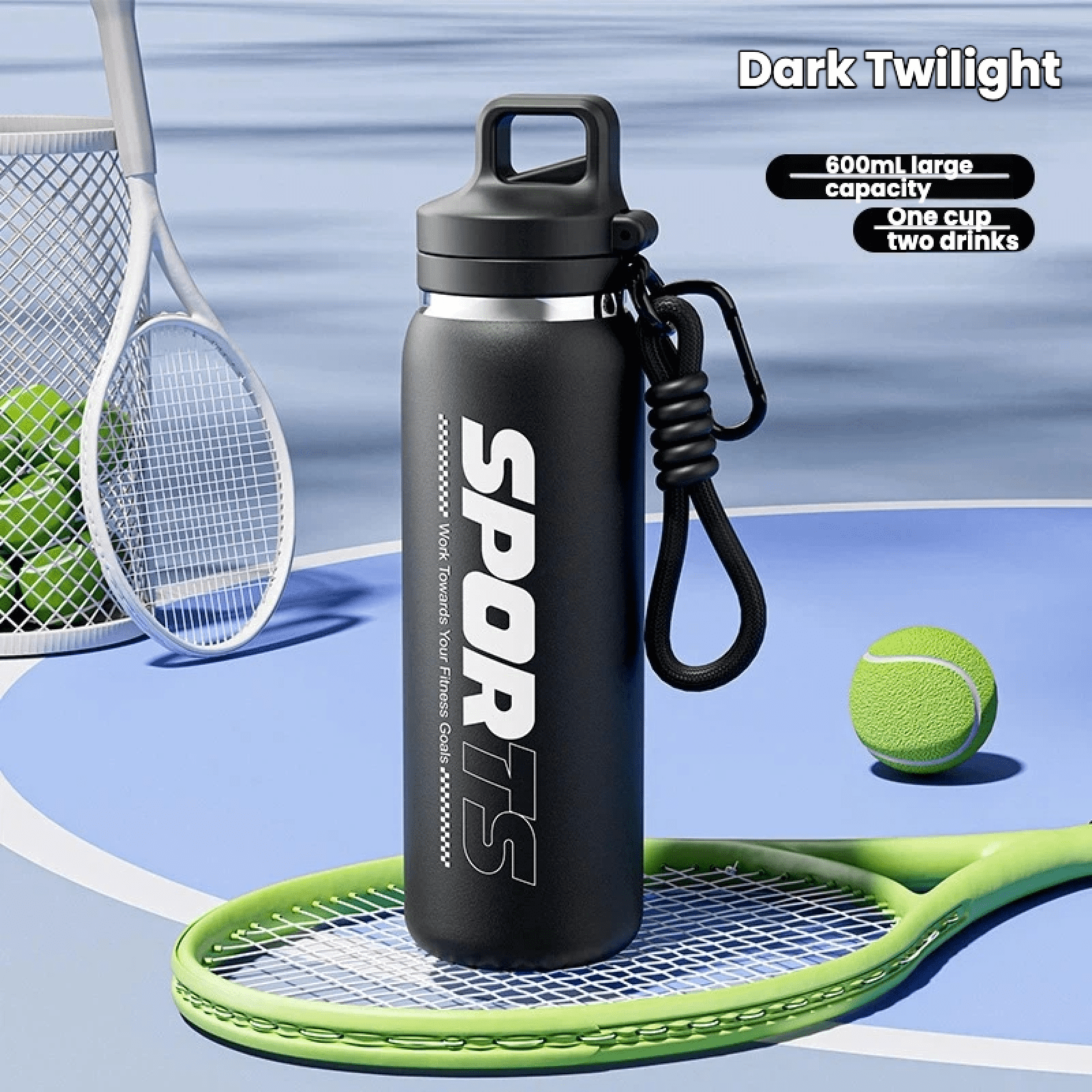 316 Stainless Steel Fitness Sports Vacuum Bottle with handle and straw ...