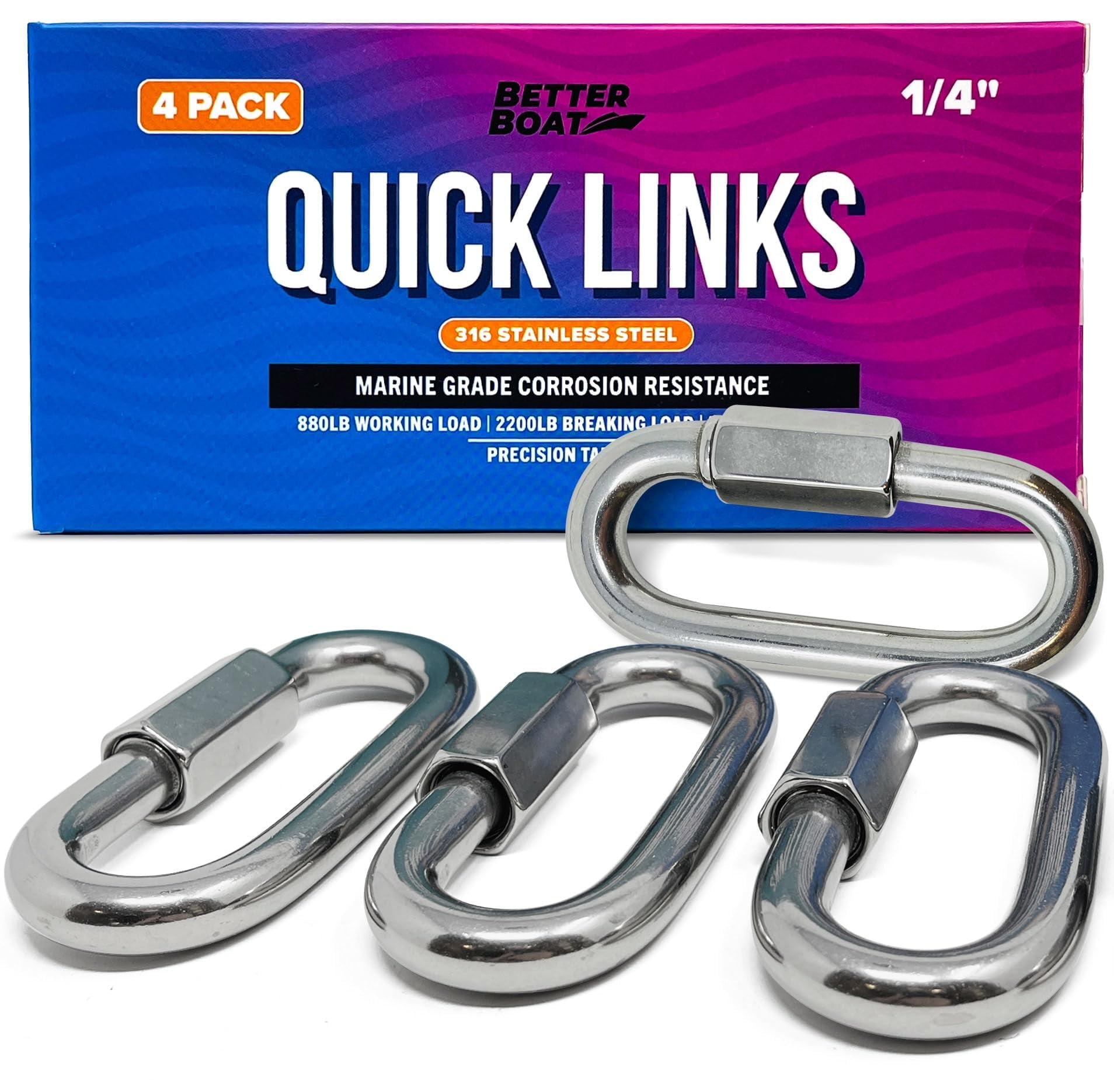 316 Stainless Steel Locking Chain Link, Threaded Quick Link Chain ...