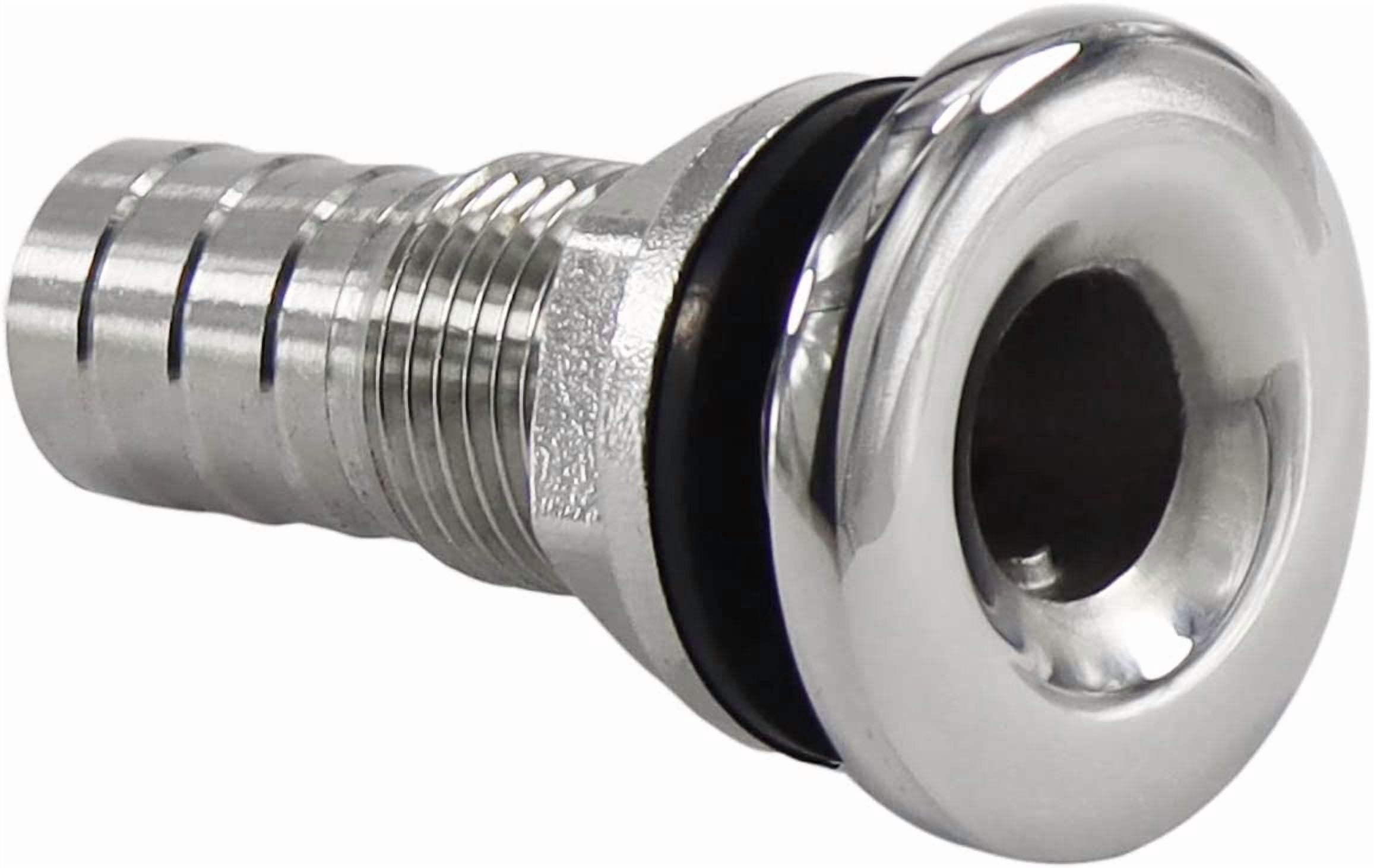 316 Stainless Steel Thru-Hull Fitting, w/Nut & Custom Gasket, Corrosion ...