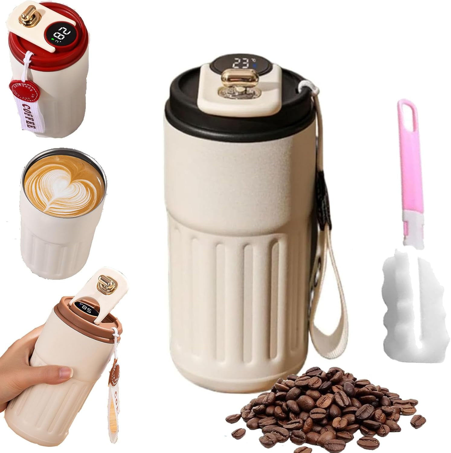 316 Stainless Steel Travel Mug with Temperature Display, Insulated ...