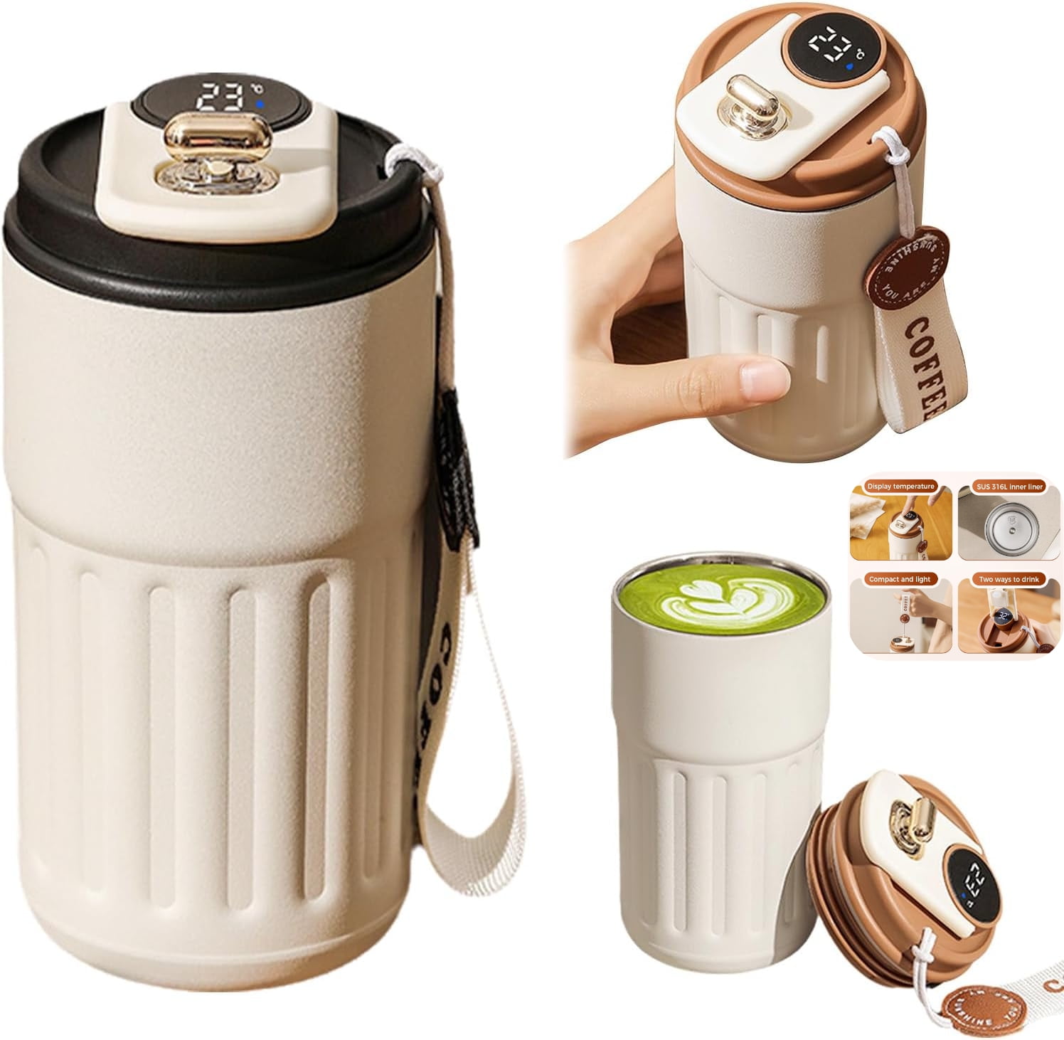 316 Stainless Steel Travel Mug With Temperature Display, 2025 New ...