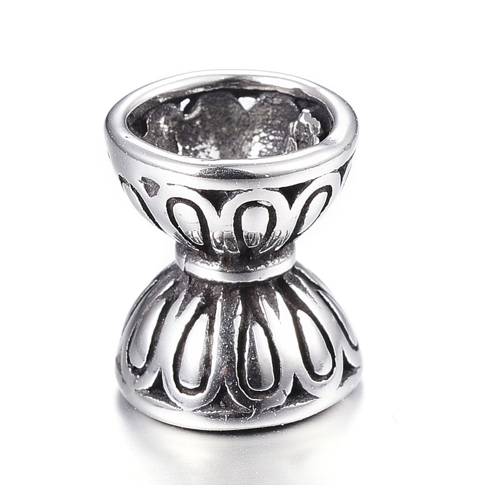 316 Surgical Stainless Steel Beads Large Hole Beads Silver 10.5x9mm ...