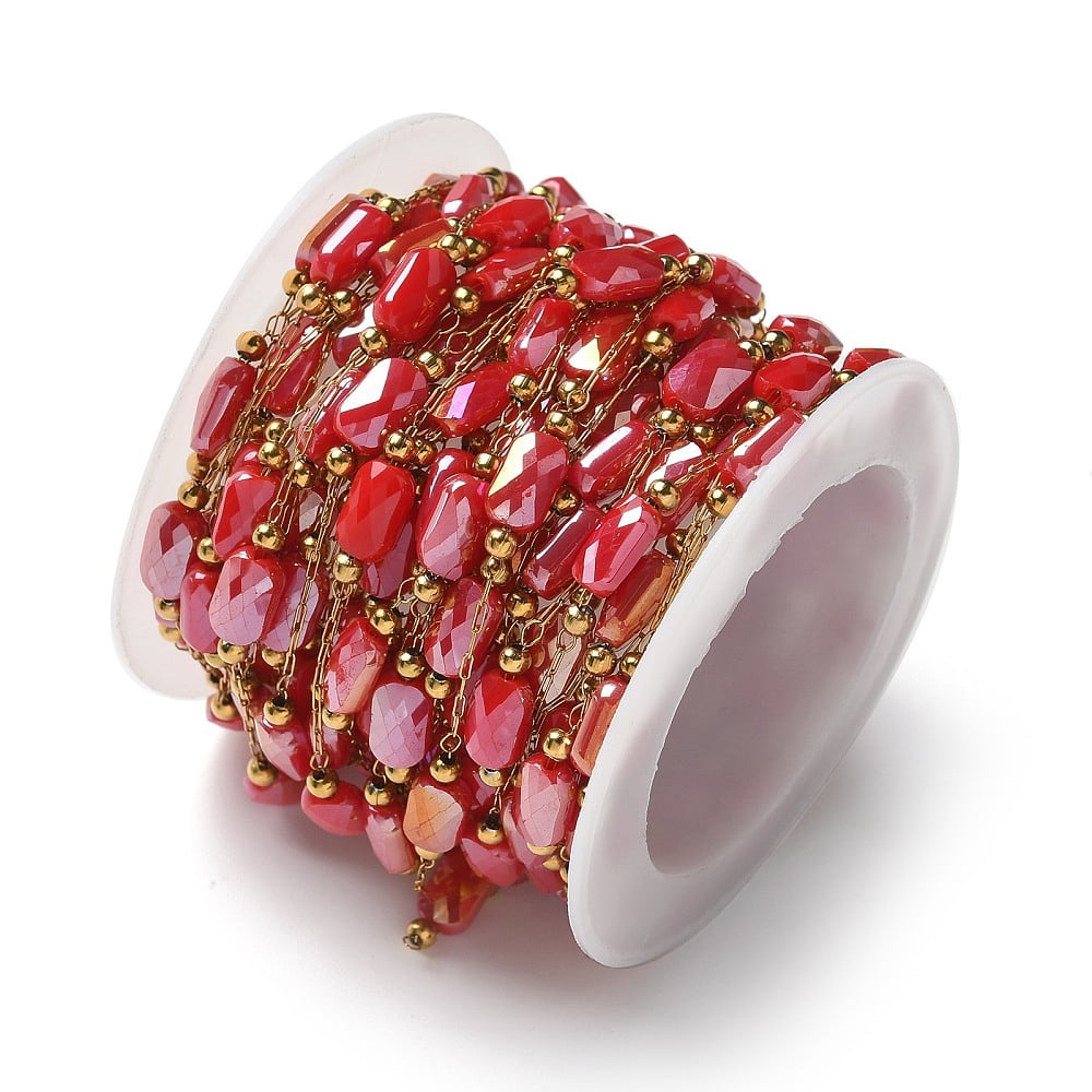 316 Surgical Stainless Steel Link Chains with Steel and Glass Beads ...