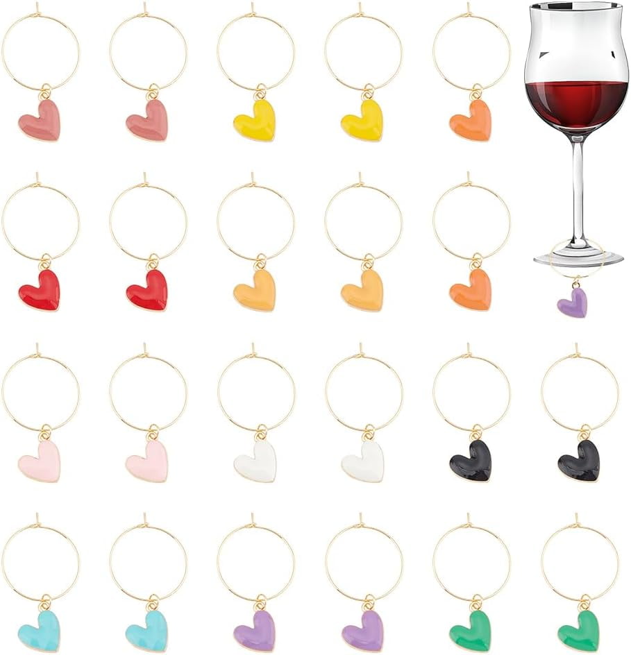 316 Surgical Stainless Steel Wine Glass Charms with Alloy Enamel ...