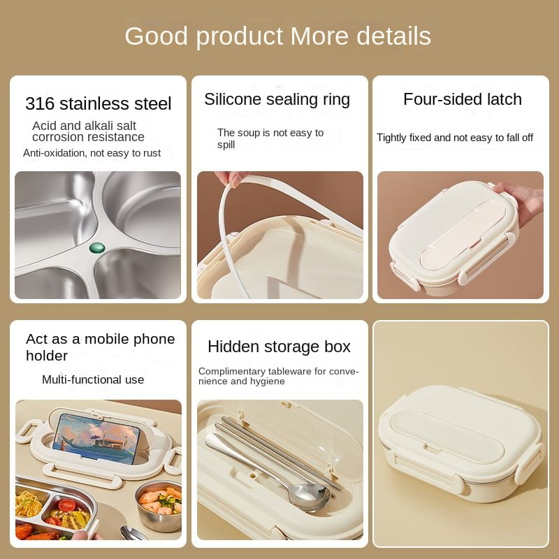 316 stainless steel insulated lunch box for office workers and students microwave heating two ...