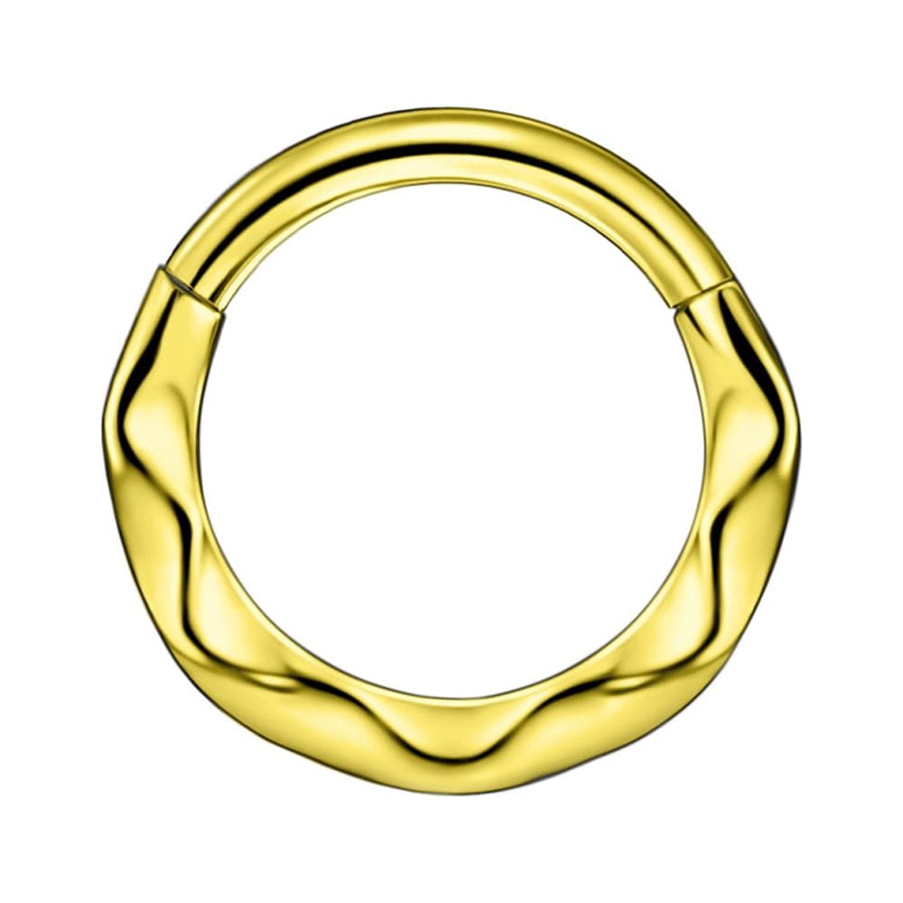 316L Gold Plated Surgical Steel Wavy Hinged Piercing Earrings Hoop for ...