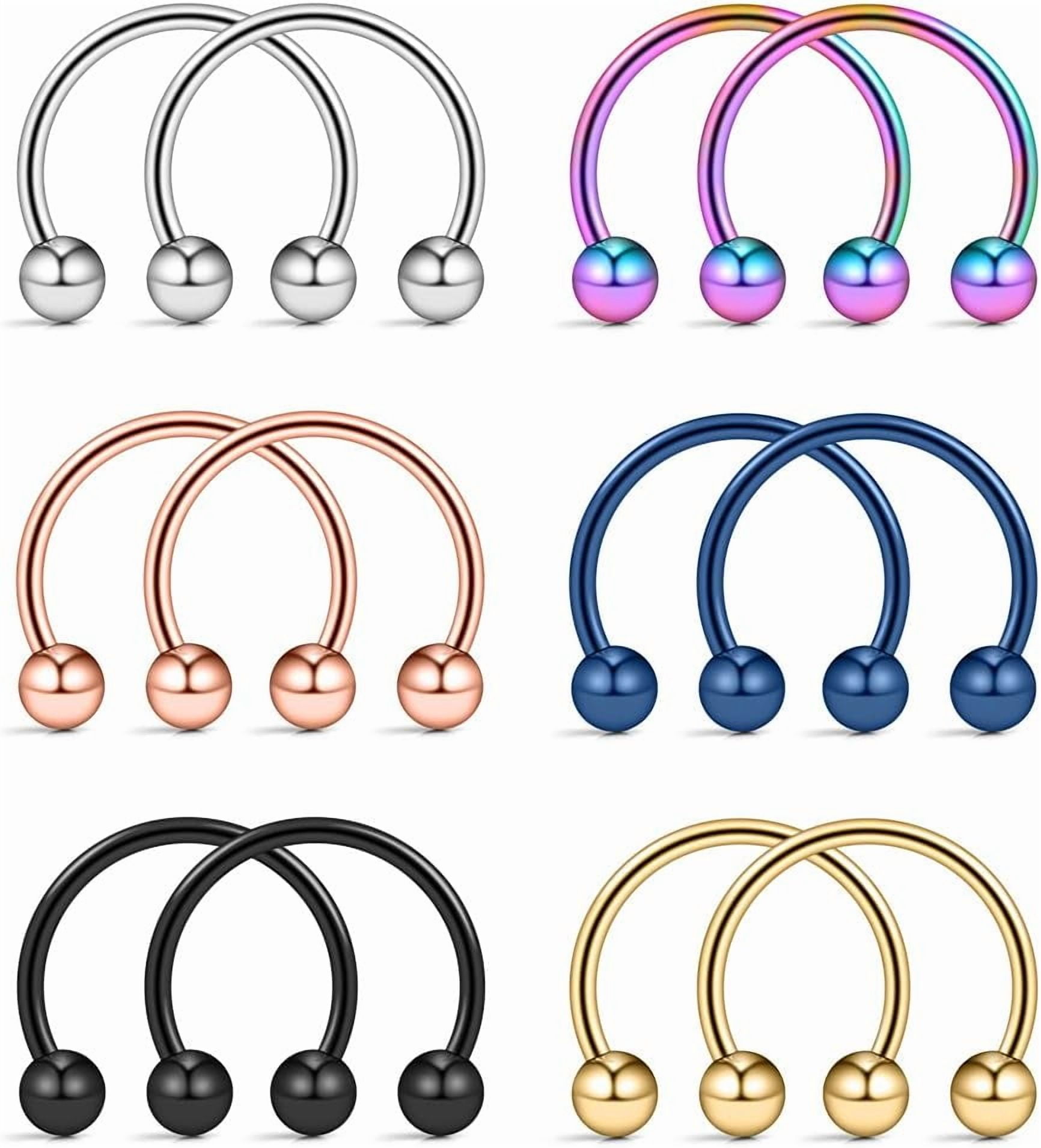 316L Premium Surgical Steel CBR Horseshoe Circular Rings Nose Eyebrow ...