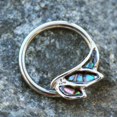 316L Stainless Steel Abalone Shell Angel Wing Snap-in Captive Bead Ring ...