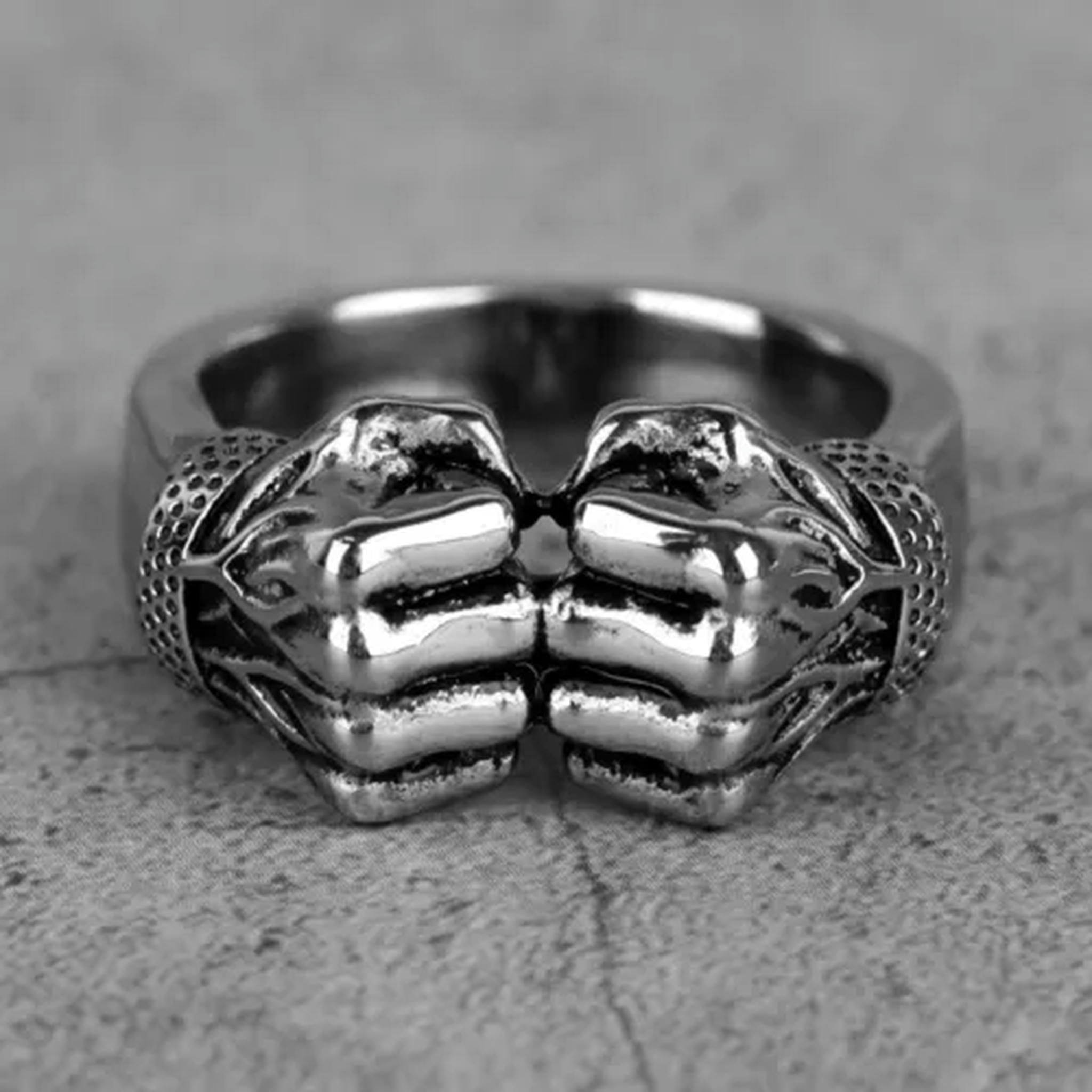 316L Stainless Steel Angry Fist Power Man Men Rings Punk Rock Hip Hop ...