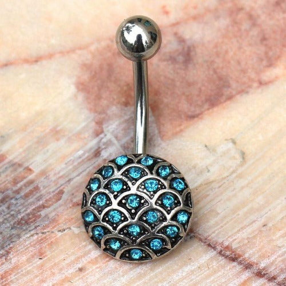 316L Stainless Steel Aqua Ocean Charm Navel Ring - Walmart.com