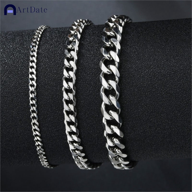 316L Stainless Steel Cuban Chain Bracelet for Men Women Figaro Vintage ...