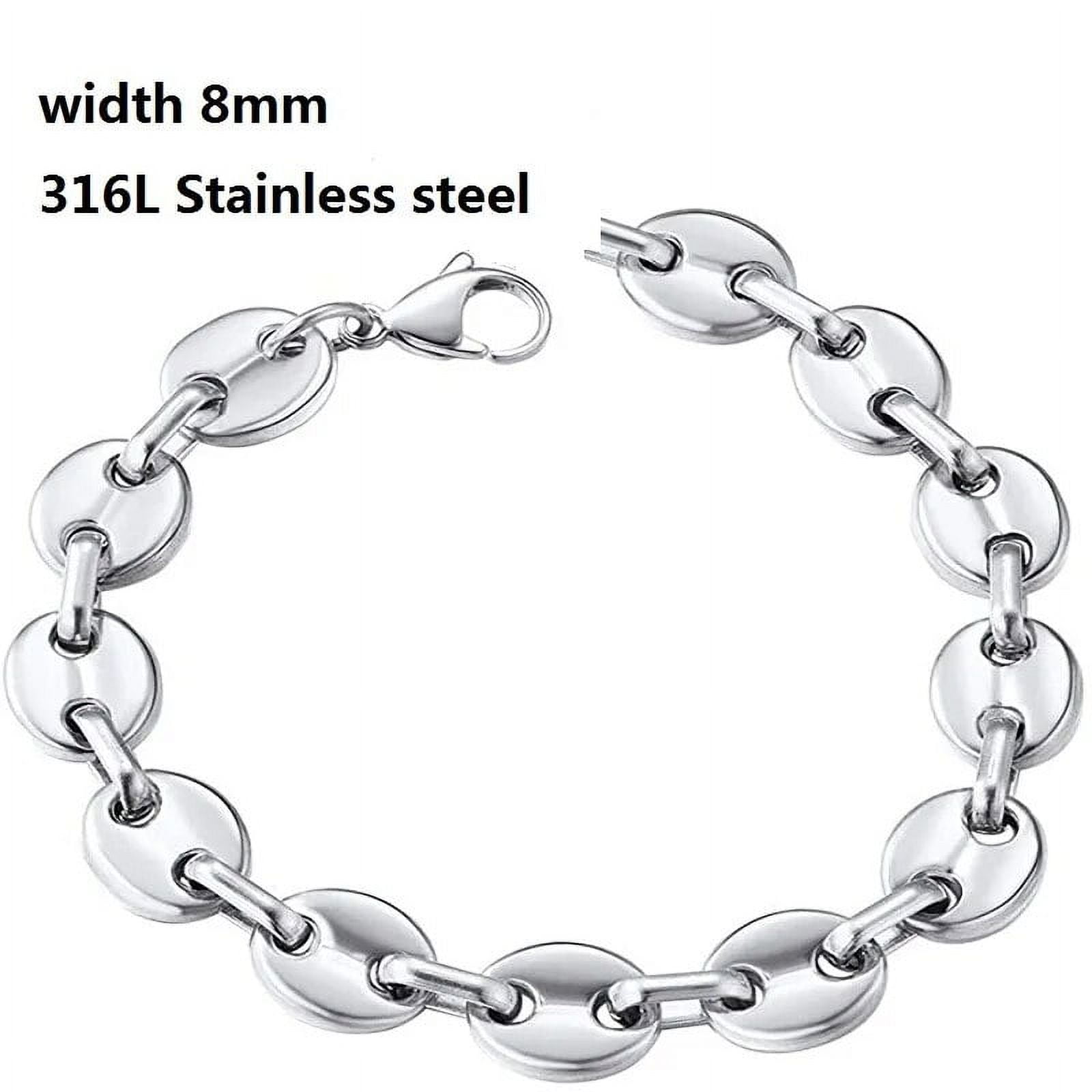 316L Stainless Steel Cuban Chain Bracelet for Men Women Figaro Vintage ...