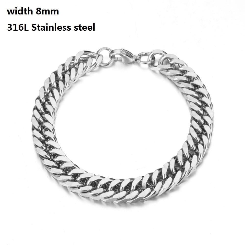 316L Stainless Steel Cuban Chain Bracelet for Men Women Figaro Vintage ...