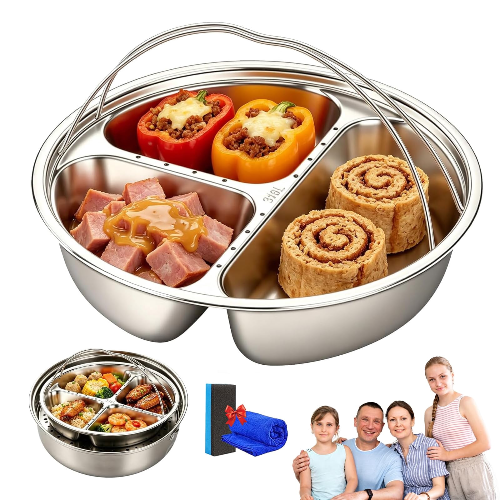 316L Stainless Steel Divided Pot for Cooking with Double Handles, Round ...