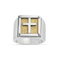 316L Stainless Steel Gold IP Cross Square Top Ring - Walmart.com