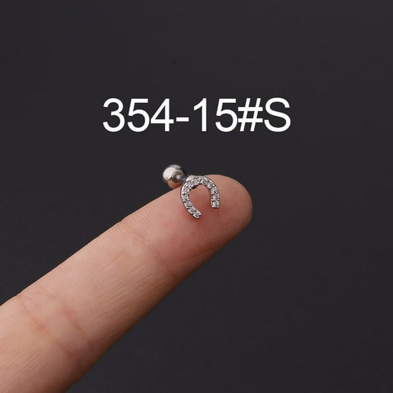 316L Stainless Steel Micro Pave Cubic Zirconia Cartilage Earrings Stainless Steel color ...