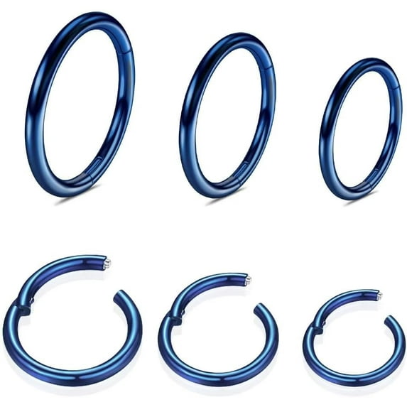 316L Stainless-Steel Piercing-Ring Hinged Nose-Rings-Hoop : 20G 18G 16G ...