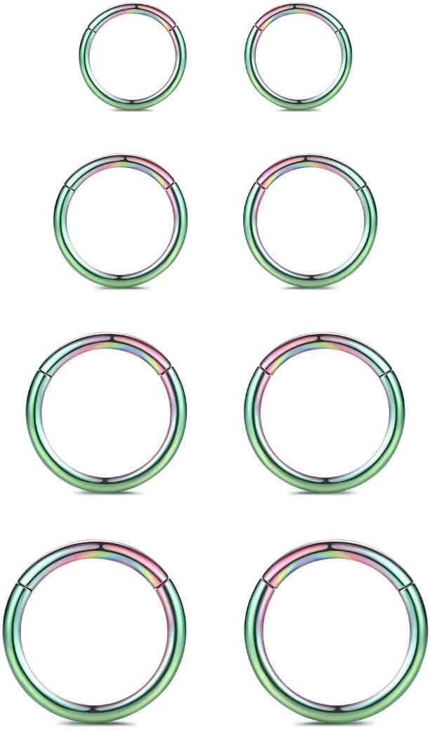 316L Stainless-Steel Piercing-Ring Hinged Nose-Rings-Hoop : 20G 18G 16G 14G Womens Body ...