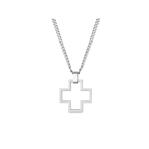 316L Stainless Steel Square Cross Outline Necklace, 24" - Walmart.com