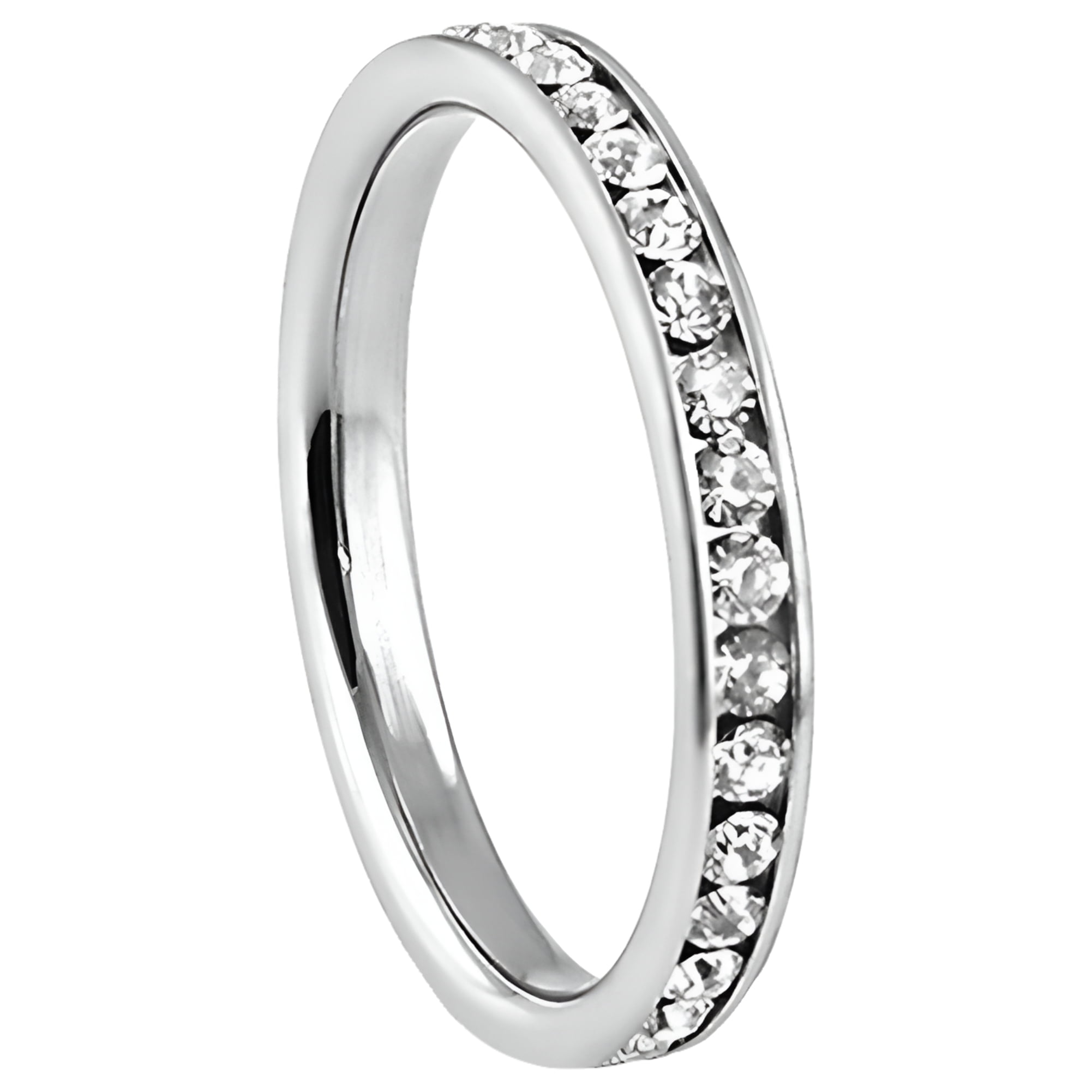 316L Stainless Steel, Simple Stackable Marriage Jewellery, White Cubic ...