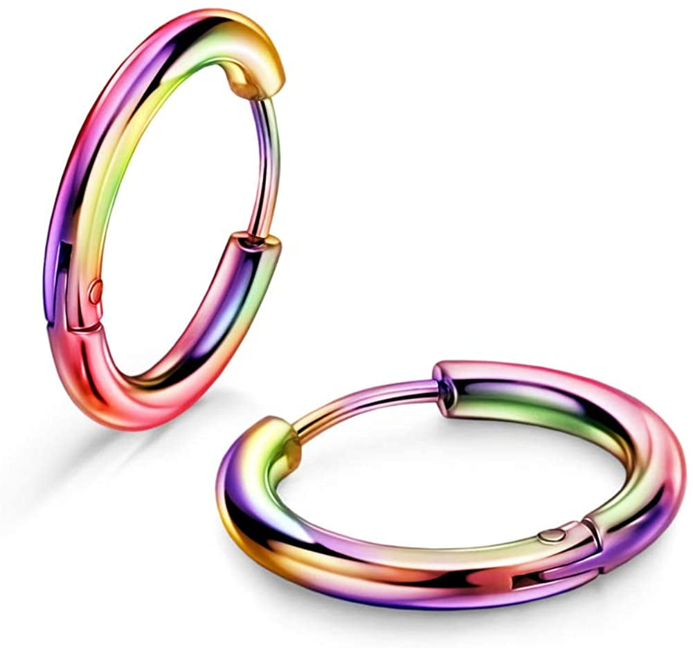 316L Surgical Stainless Steel Huggie Hoop Earrings 8mm/10mm/12mm/14mm ...