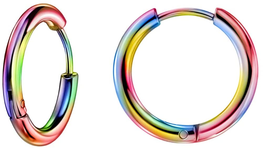 316L Surgical Stainless Steel Huggie Hoop Earrings 8mm/10mm/12mm/14mm ...