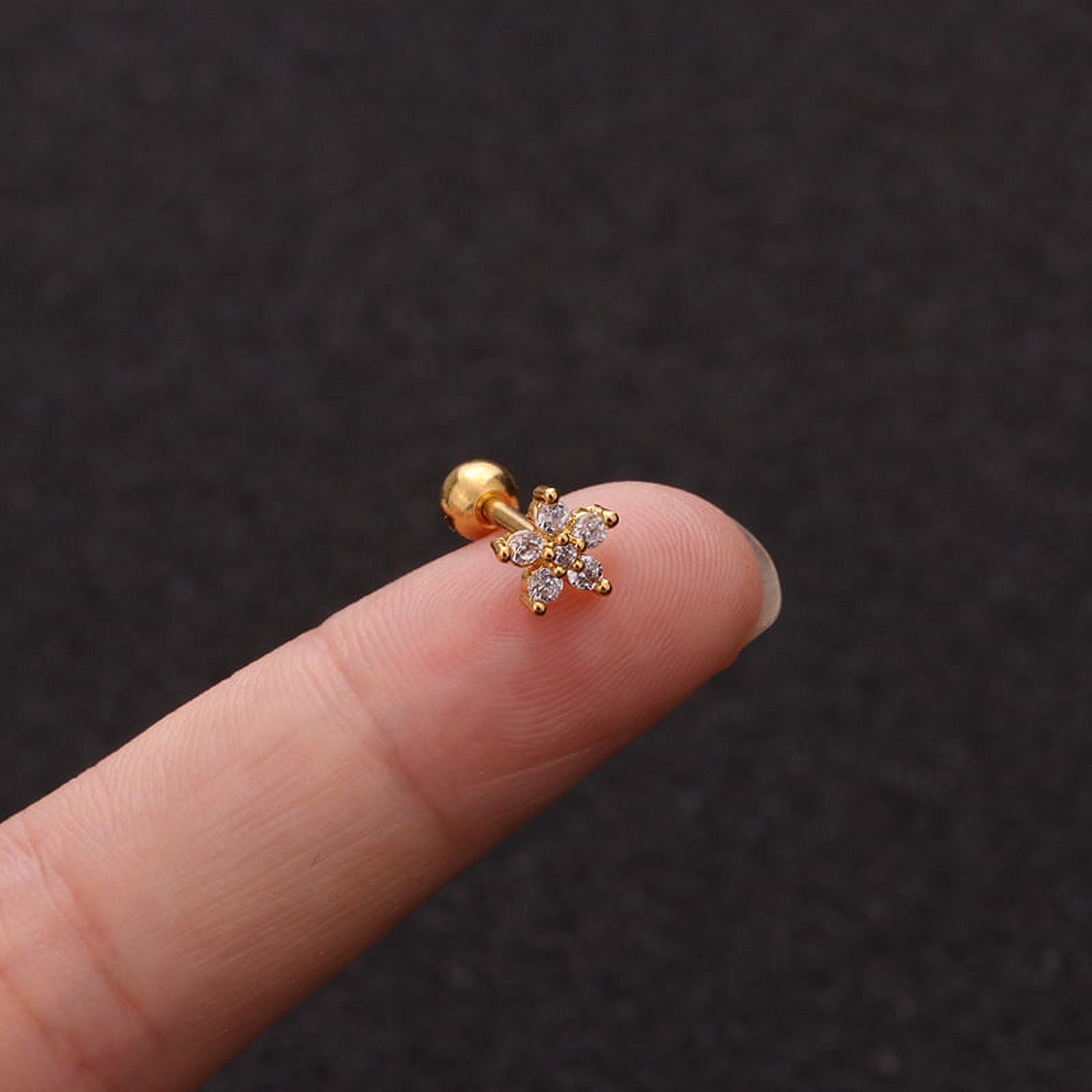 316L Surgical Stainless Steel Micro Pave Clear Cubic Zirconia Flower ...