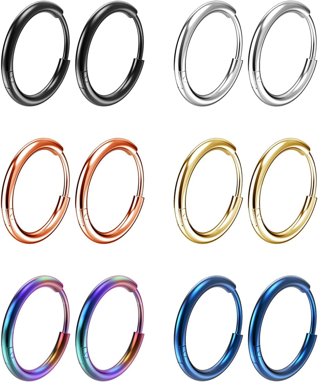 316L Surgical Stainless Steel Small Hoop Earrings 8mm 10mm 12mm ...
