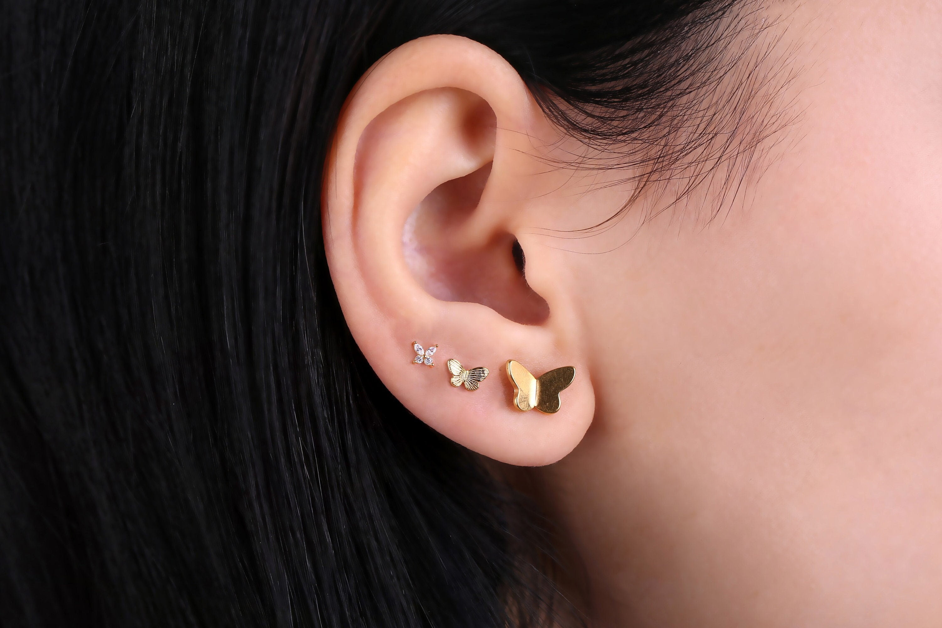316L Surgical Steel Butterfly Nap earring | 20G Double sided Screw Back ...