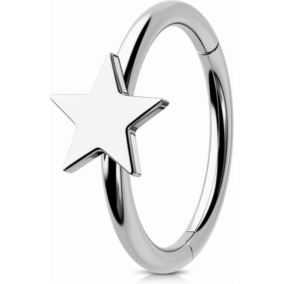 316L Surgical Steel Cartilage Hoop Earrings Star Nose Hoop Ring 16g Lip ...