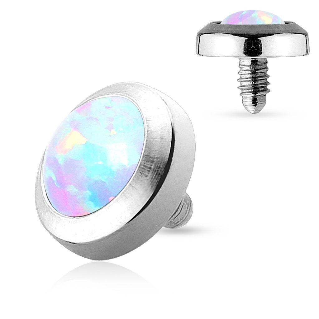 316L Surgical Steel Flat Dermal Anchor Top with Opal 4mm top 14g ...