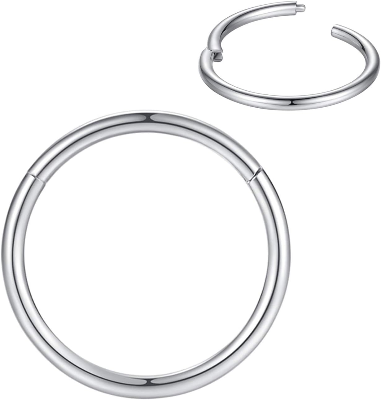 316L Surgical Steel Nose Rings Hoop Septum Clicker Hinged Segment Ring Lip Ear Piercing Earrings ...